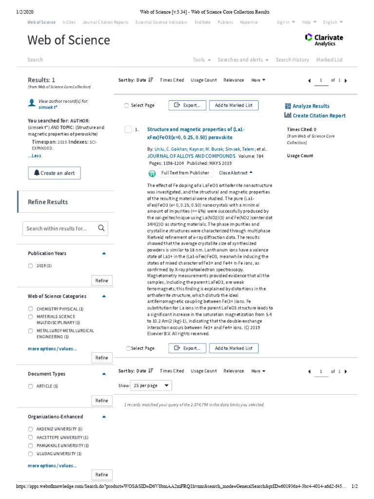 A1-Q1-1 Wos Index | PDF