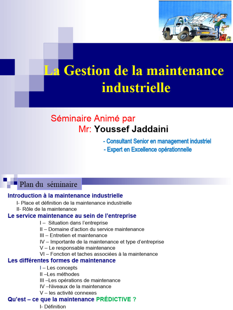 Support de Formation LA GESTION DE LA MAINTENANCE INDUSTRIELLE | PDF