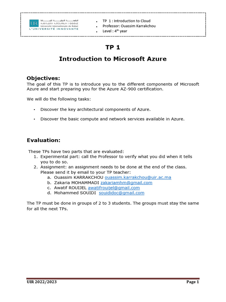 TP1 CV Intro Azure | PDF