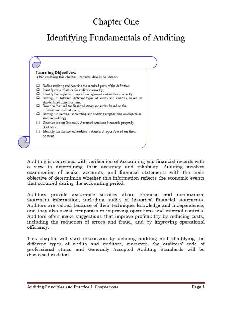 Auditing I Chapter One | PDF | Audit | Financial Audit