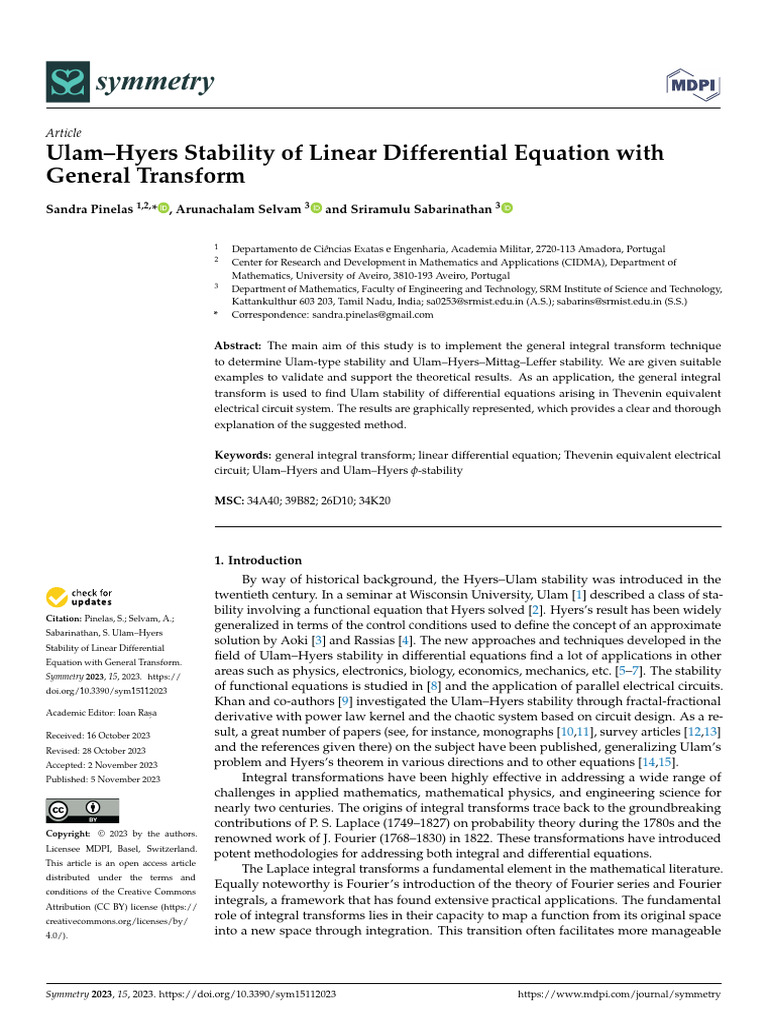 Ulam-Hyers Stability of Linear Differential Equati | PDF