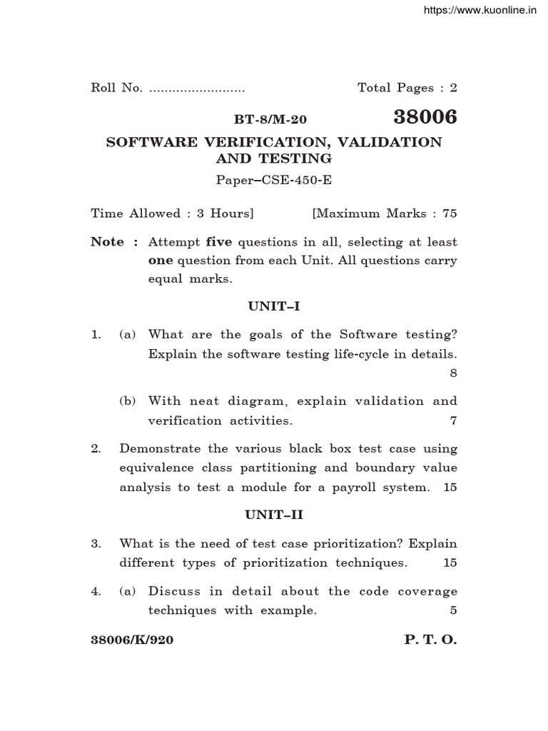 Software Testing And Validation Exam Guide Pdf Unit Testing Software Testing