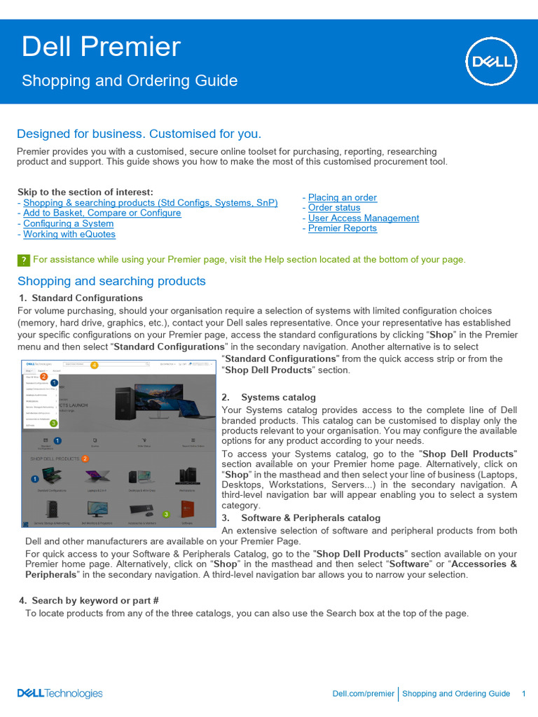 Dell Premier Shopping & Ordering Guide | PDF | Finance & Money Management