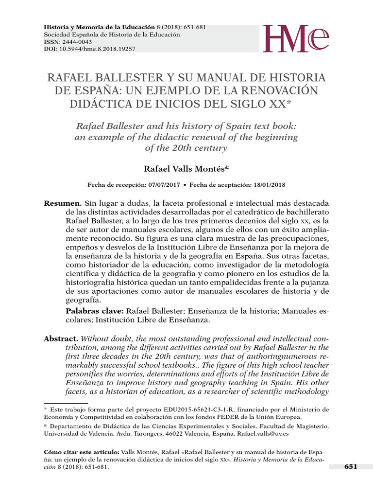 Rafael Ballester y Su Manual de Historia de Espana | PDF | España | Nación