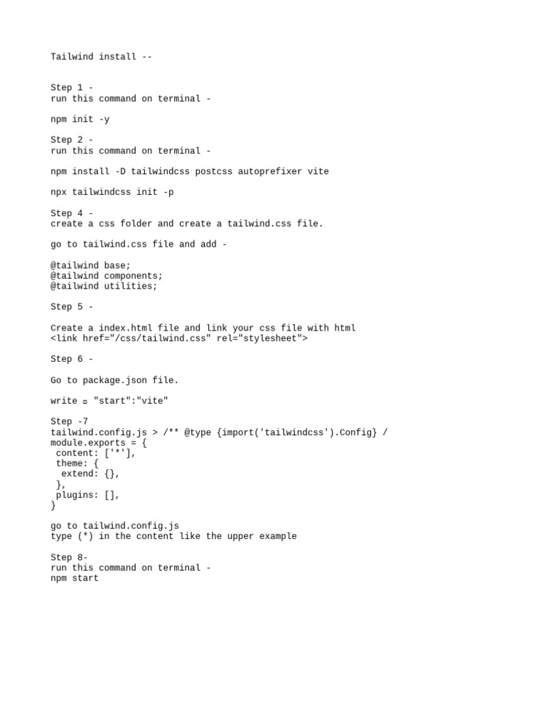 Tailwind Install | PDF