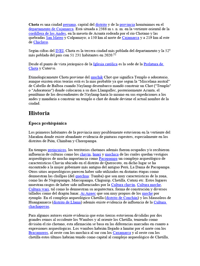 Historia de Chota | PDF | Historia