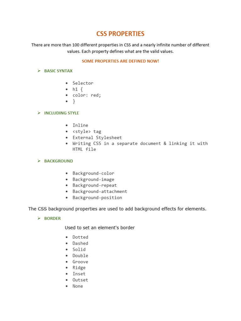CSS Properties | PDF | Web Development | Design