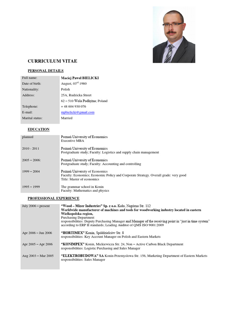 CV MB - Eng | PDF | Lean Manufacturing | Supply Chain