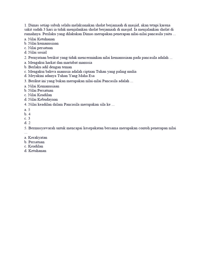 Soal PPKN 6 | PDF