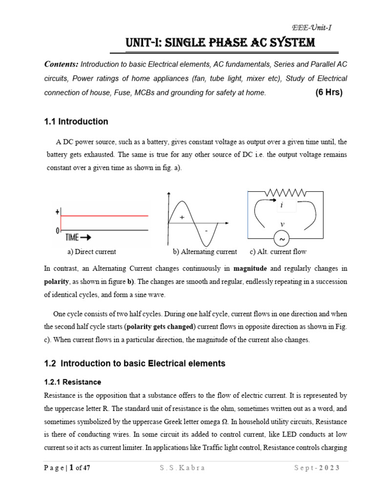 EEE Unit-1 | PDF