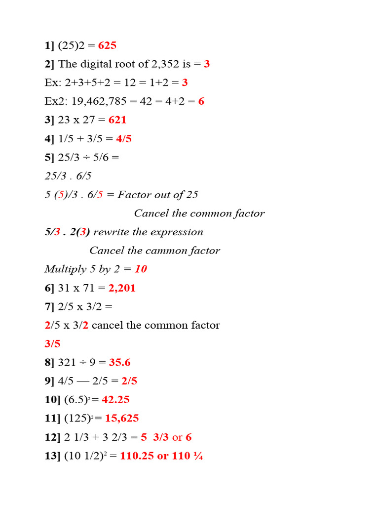 Math Vedic Reviewer 1 With Answer Key | PDF