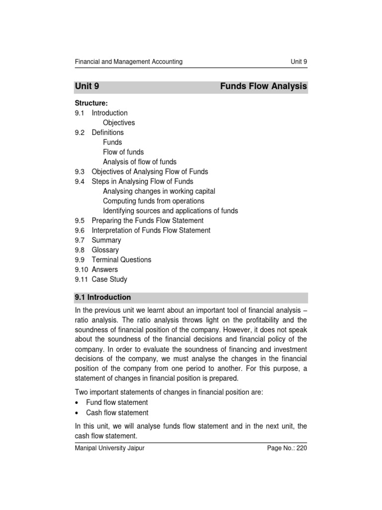 Unit 09 - Funds Flow Analysis | PDF