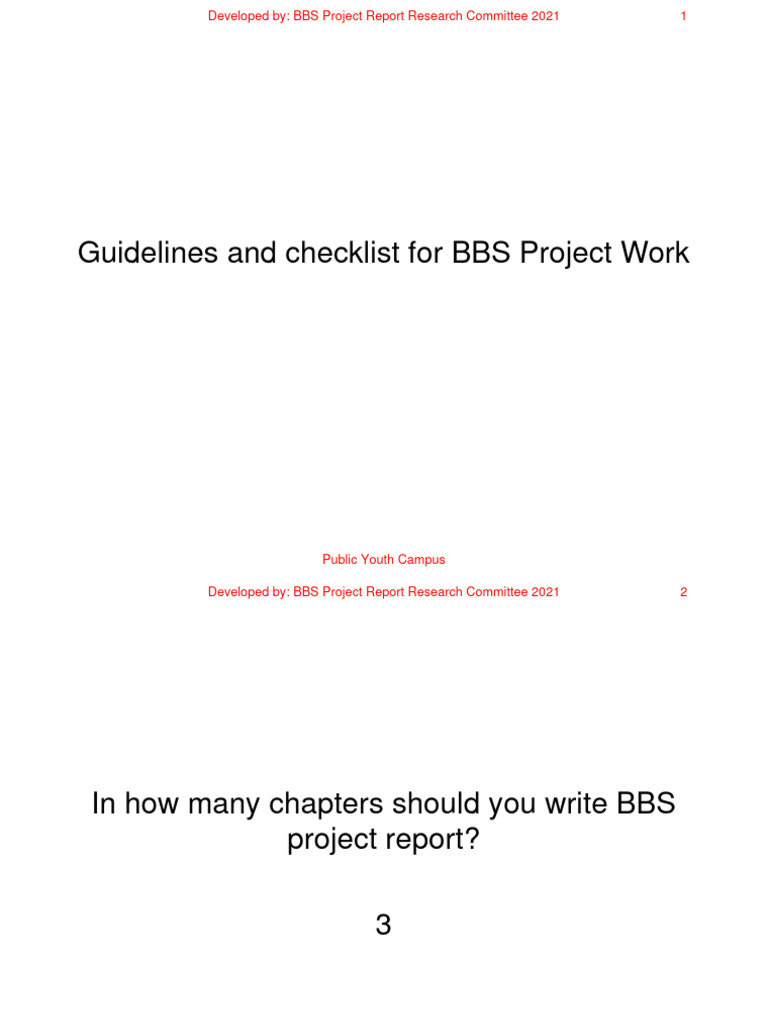 BBS Research Checklist and Guidelines | PDF
