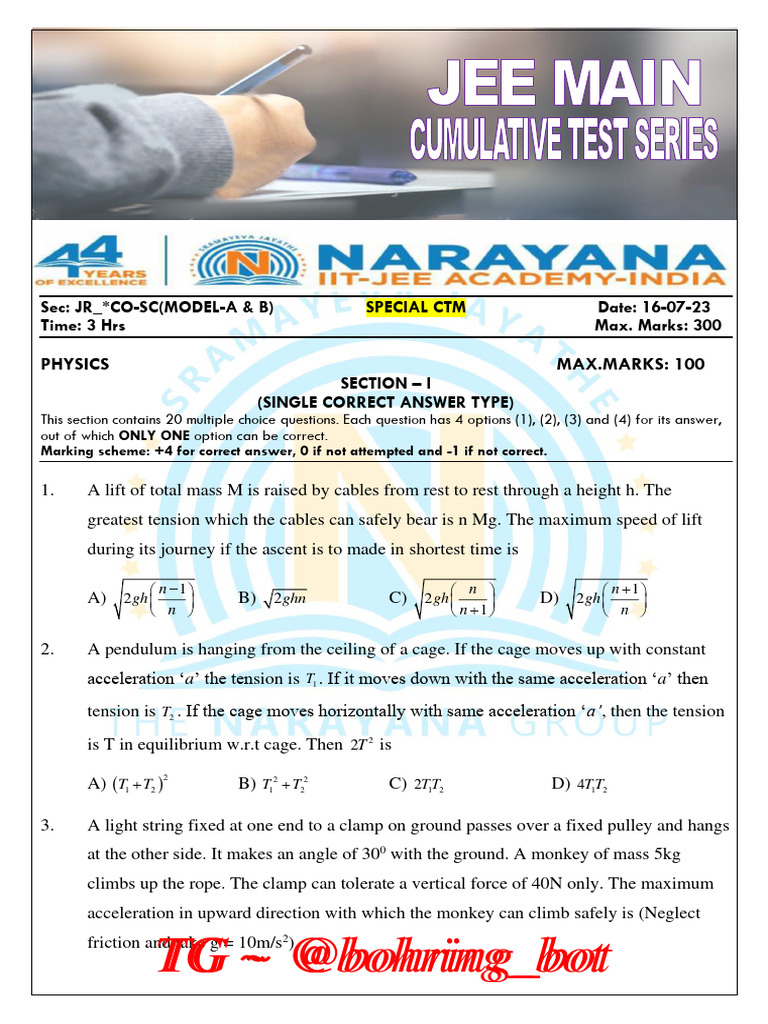 16 07 23 JR STAR CO SCMODEL A & B JEE MAIN Special CTM QP | Download Free PDF | Gases | Force