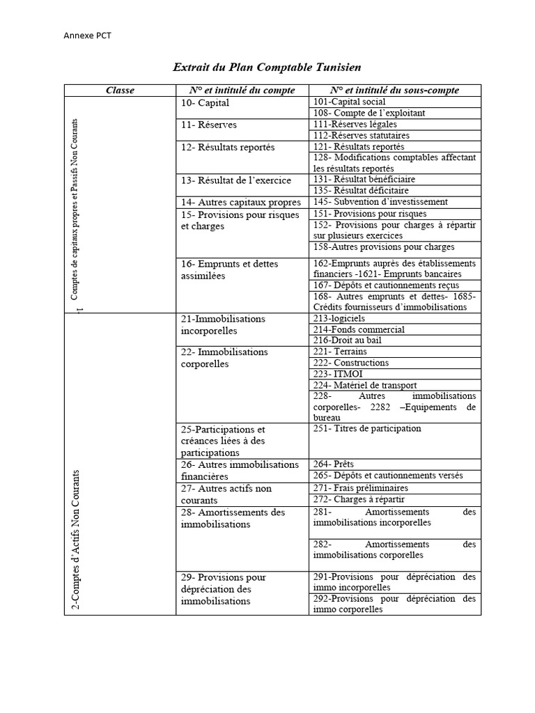 Plan Comptable Tunisien | PDF