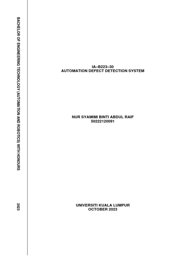 Automation Defect Detection System Report Pdf Deep Learning Artificial Intelligence