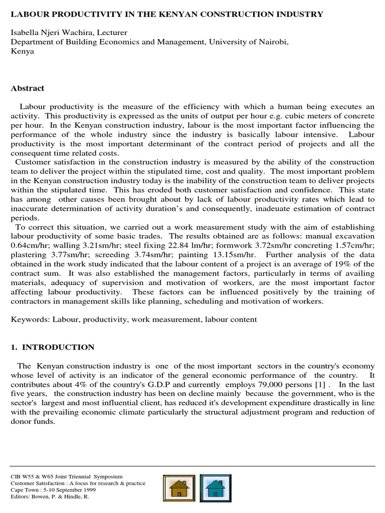 Labor Productivity Kenyan Standard Pdf Labour Economics Employment