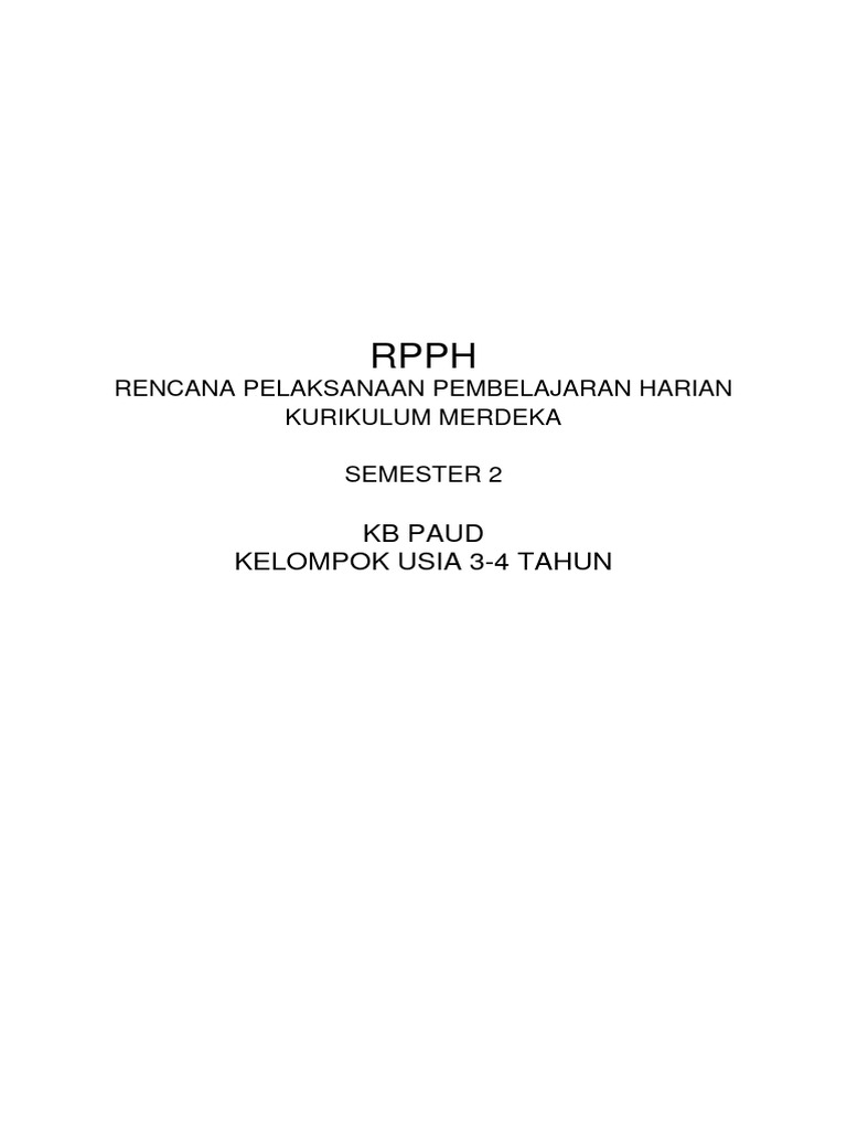 RPPH Kurmer Paud KB Usia 3-4 | PDF