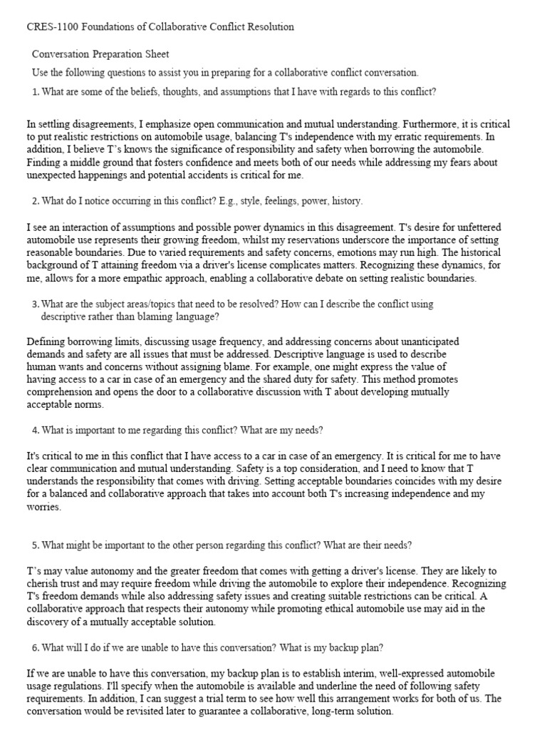Anmol Conversation Preparation Sheet | PDF