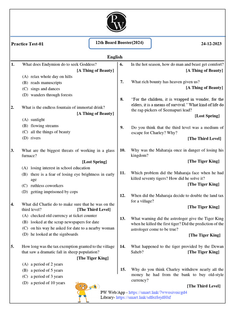 Practice Test 01 English Pdf