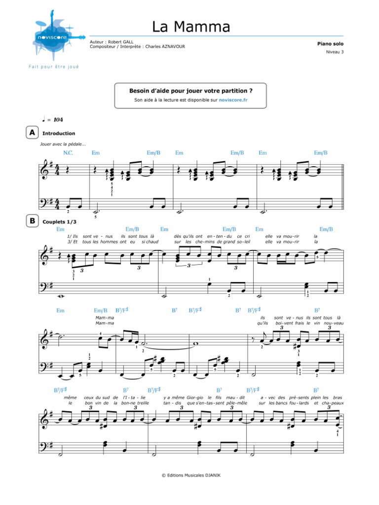 Charles Aznavour - La Mamma | PDF