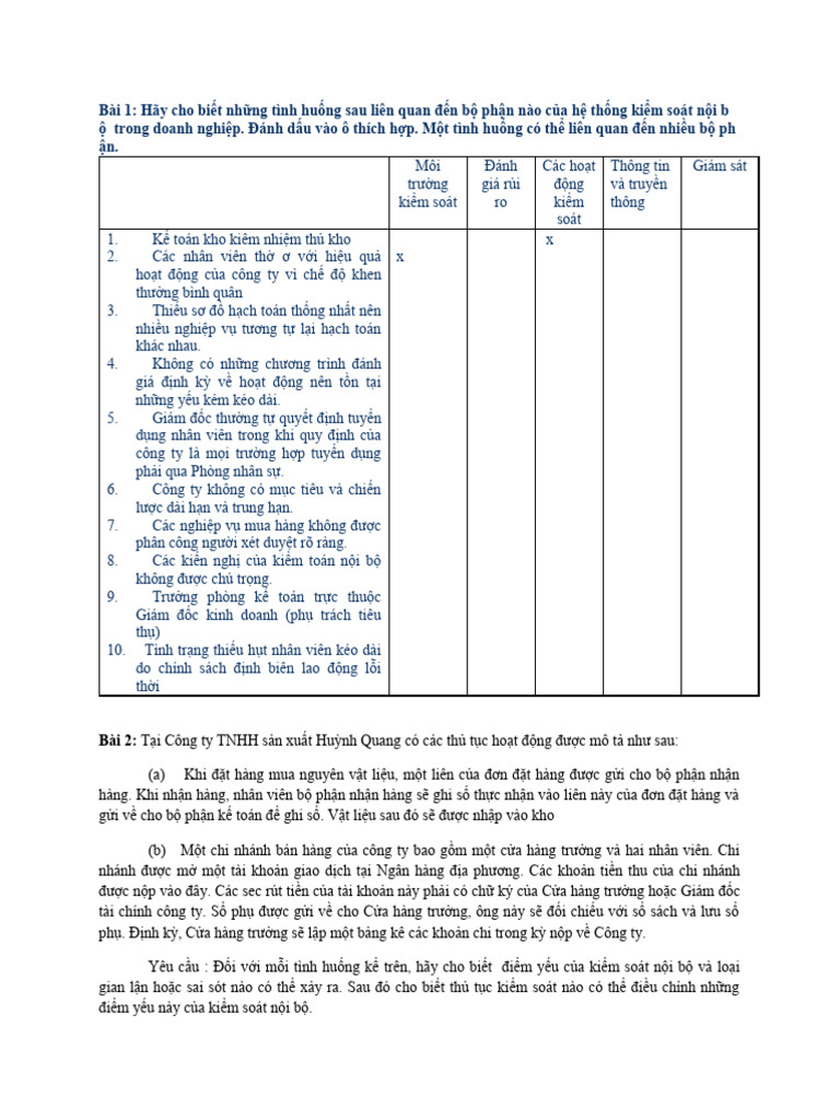 Bài Tập KSNB | PDF