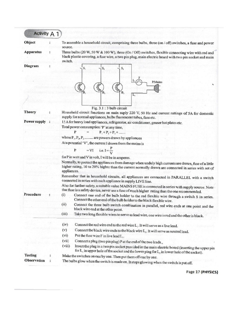 Physics Activities Class XII (1 To 6) | PDF