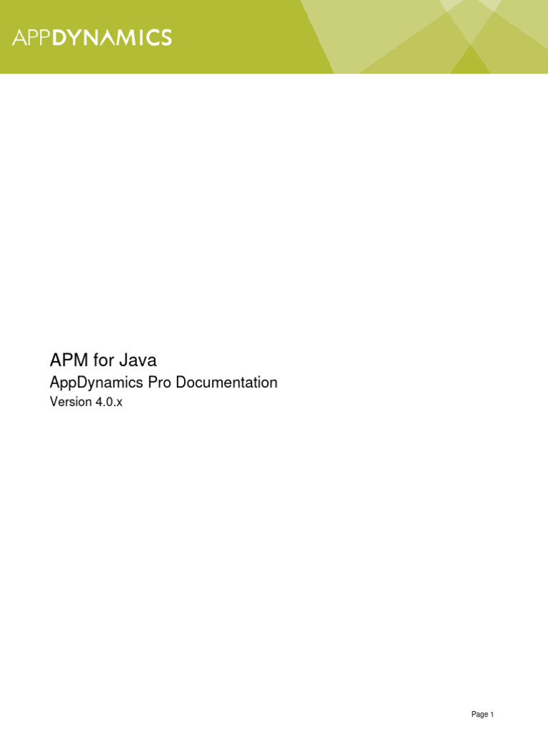 APM For Java. AppDynamics Pro Documentation. Version 4.0.x. Page 1 | PDF | Http Cookie | Uniform ...