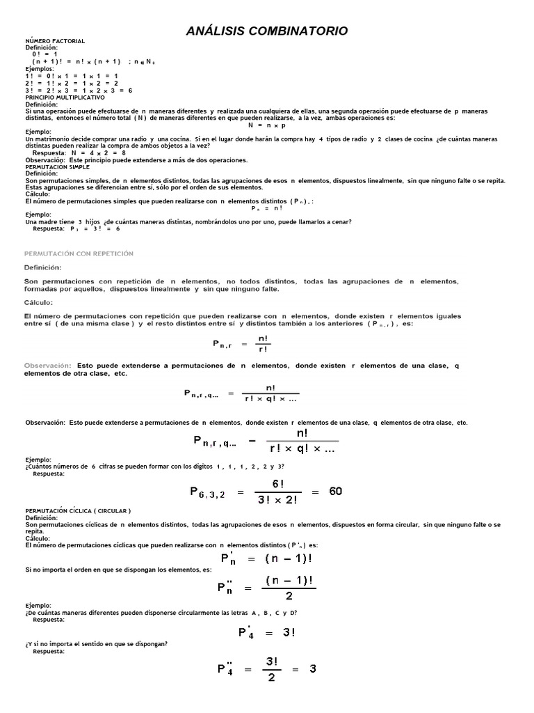 Análisis Combinatorio | PDF Análisis Combinatorio | PDF