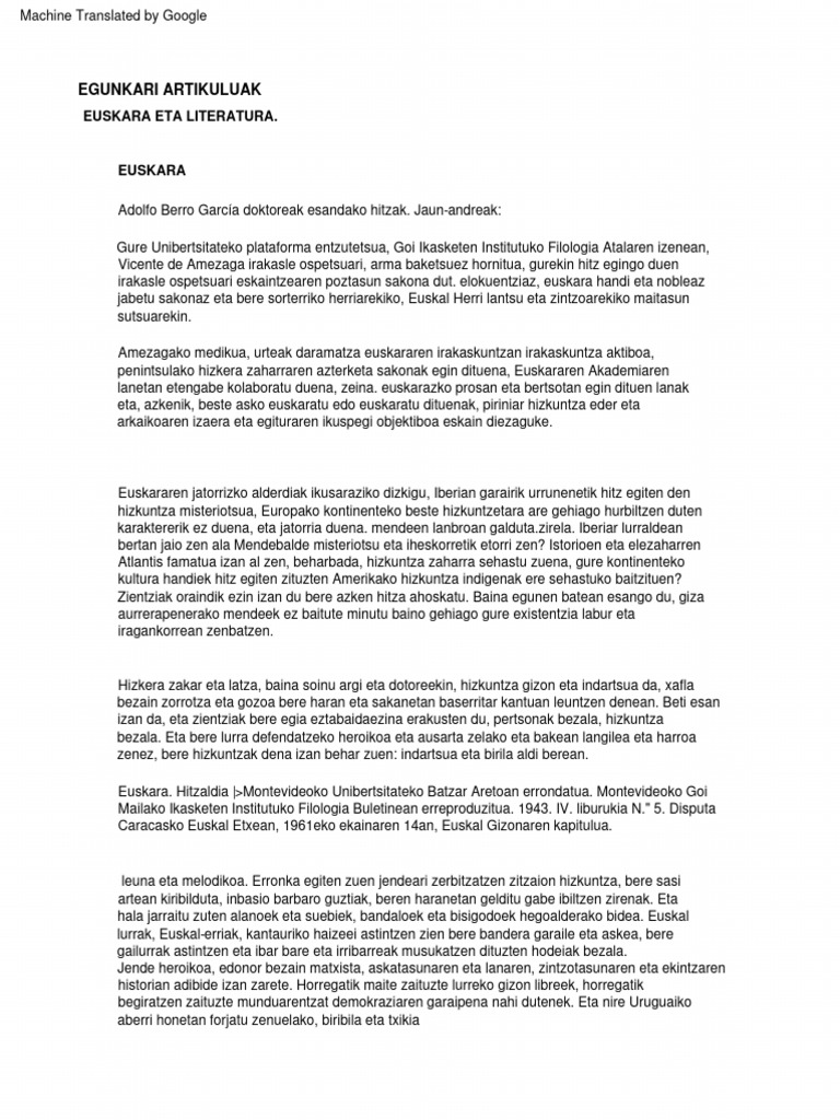 Euskara Eta Literatura Vicente Amezaga Aresti | PDF