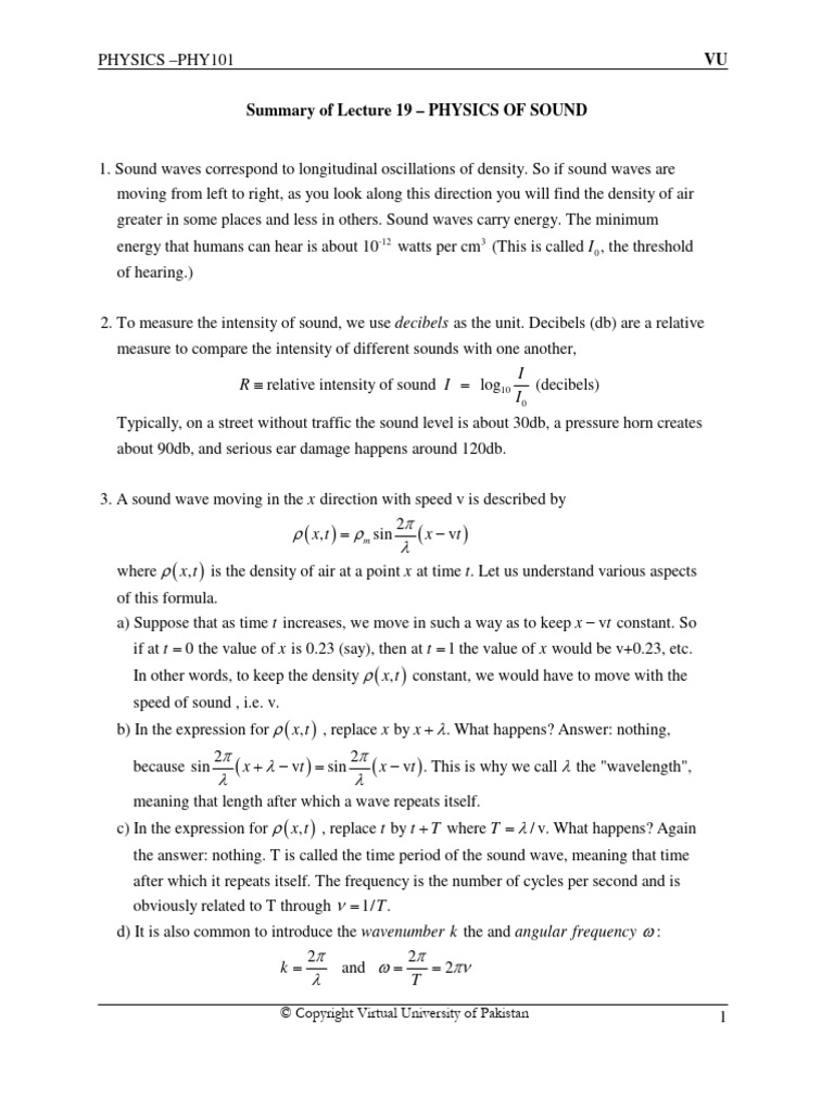 Lecture19 Physics of Sound | PDF | Waves | Decibel
