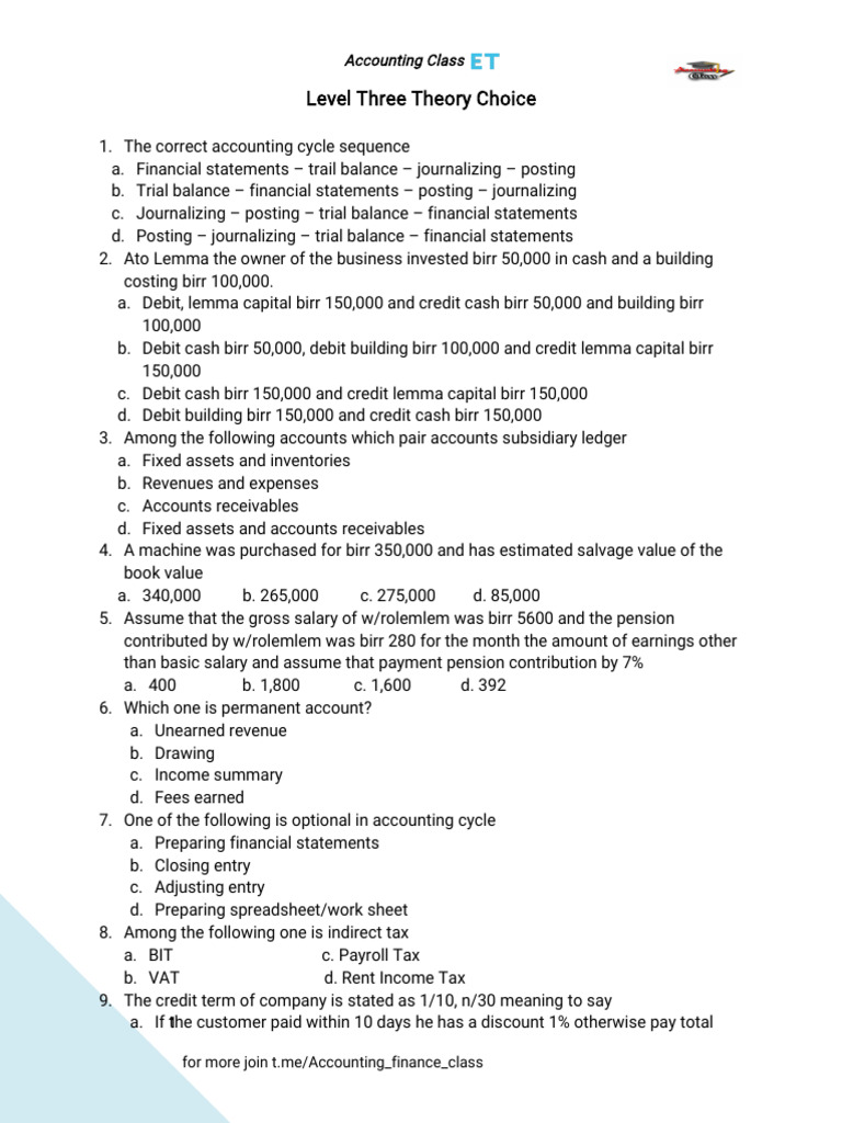 Level III COC Sample Theory | PDF
