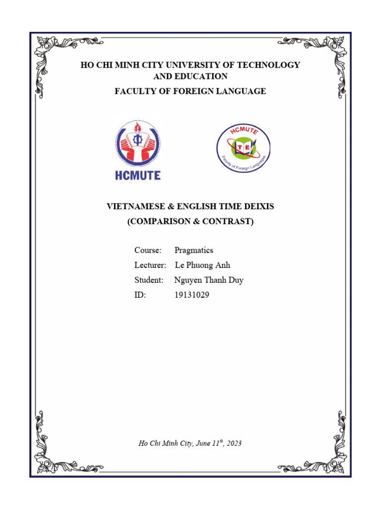 Temporal Deixis Cua Duy 1 | PDF | Grammatical Tense | Verb