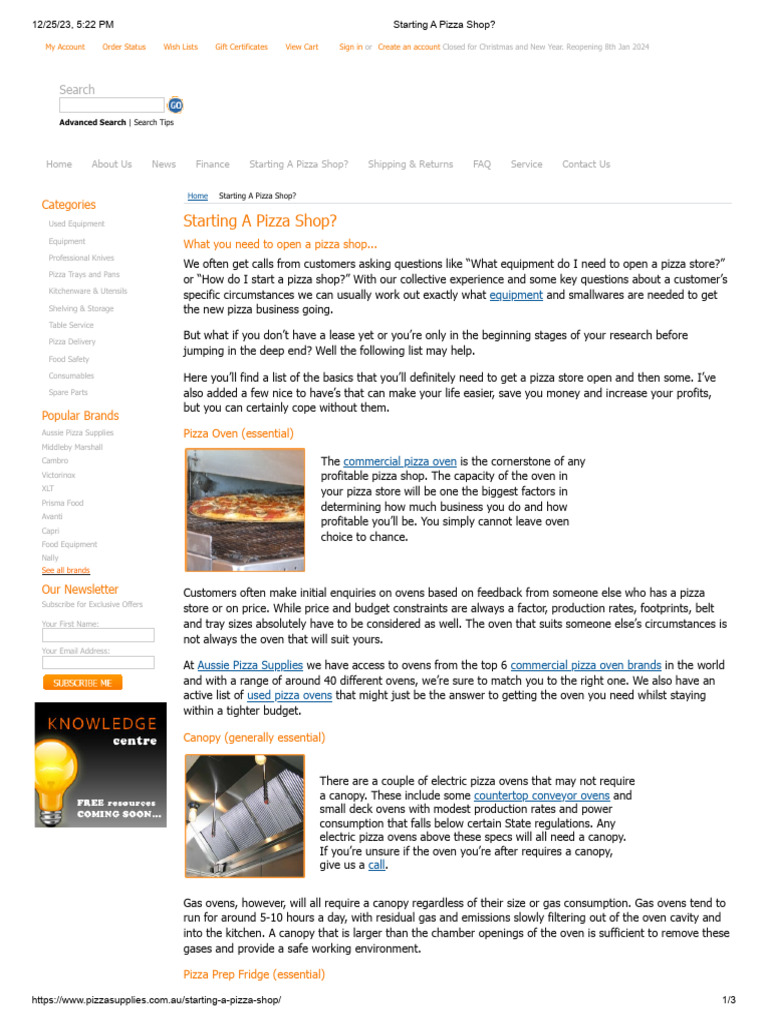 Starting A Pizza Shop | PDF