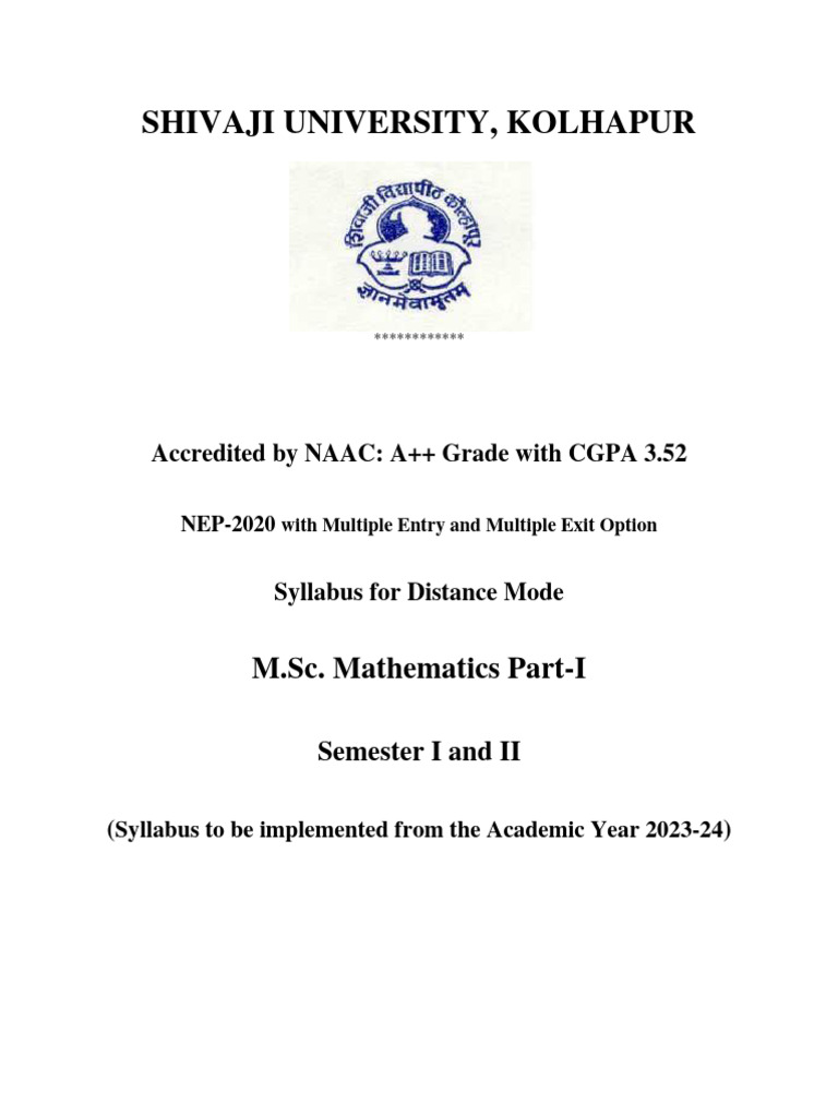M.Sc. Math Distance Syllabus | PDF