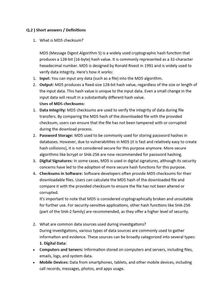 Digital Forensics Question Bank | PDF | Computer Forensics | Computer ...