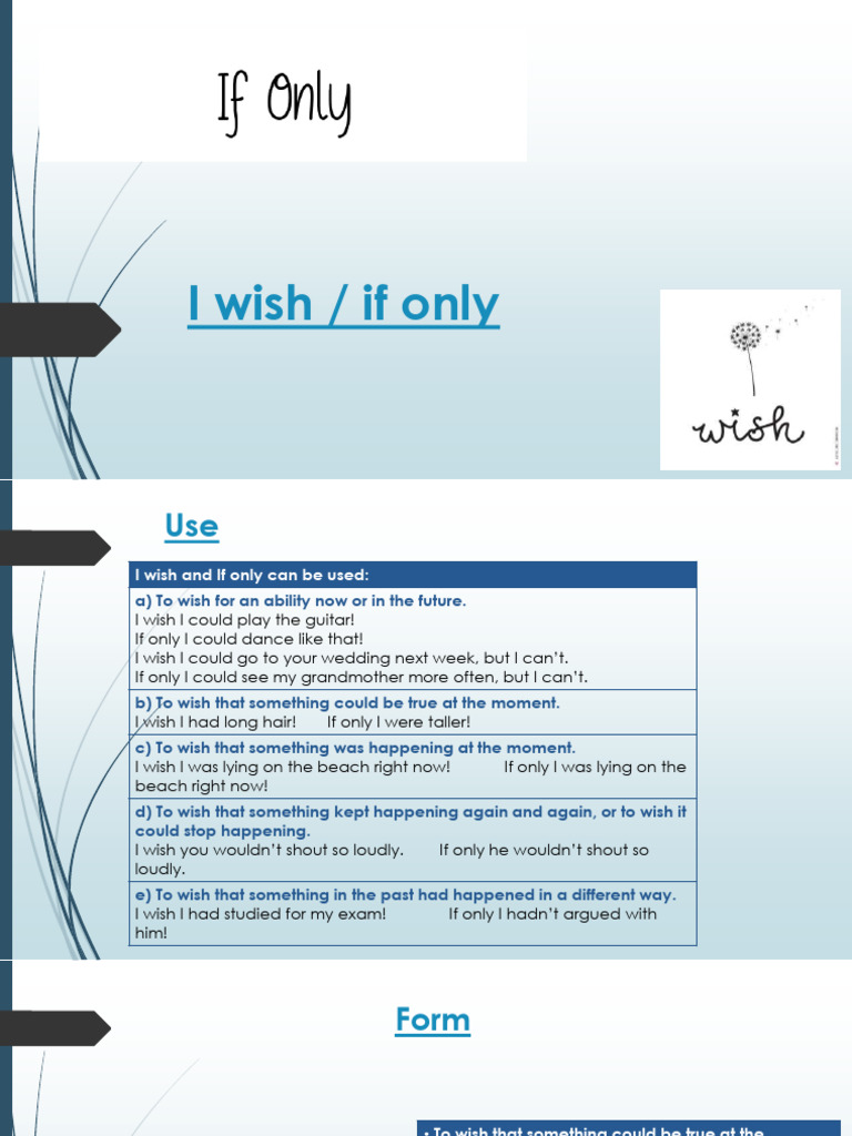 I Wish - If Only | PDF | Syntax | Grammar