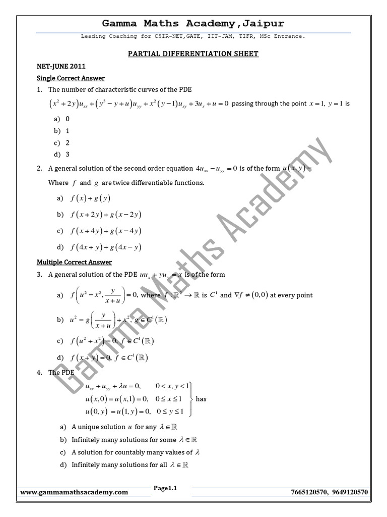 Pde Booklet | PDF | Partial Differential Equation | Mathematics