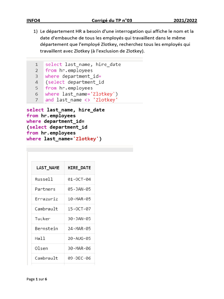 Corrigé - TP - N° 03 | PDF