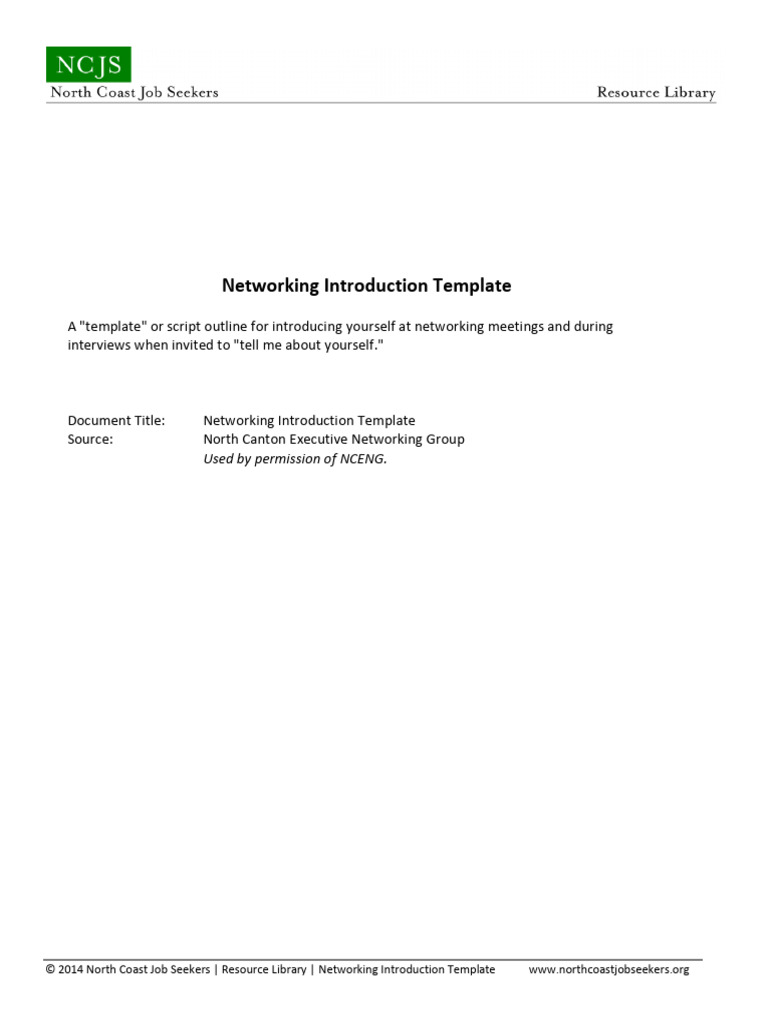 Networking Introduction Template | PDF | Résumé | Linked In