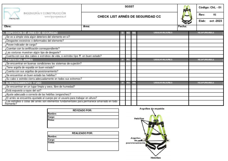 Check List Arnés de Seguridad CC | PDF