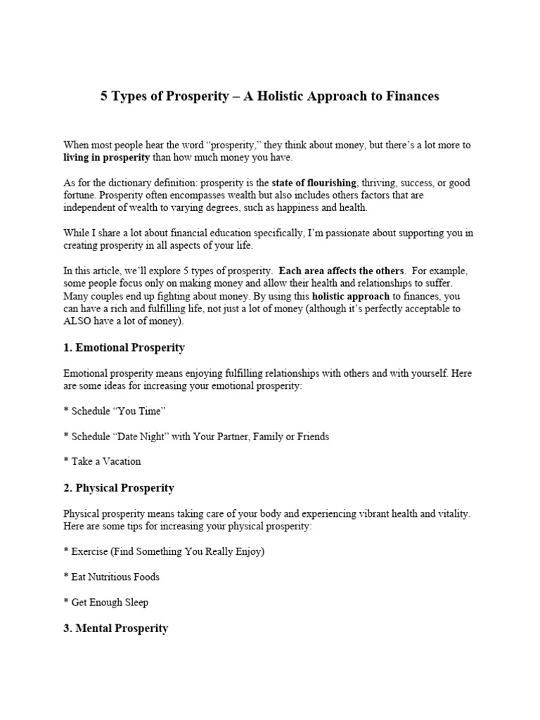 5 Types of Prosperity | PDF