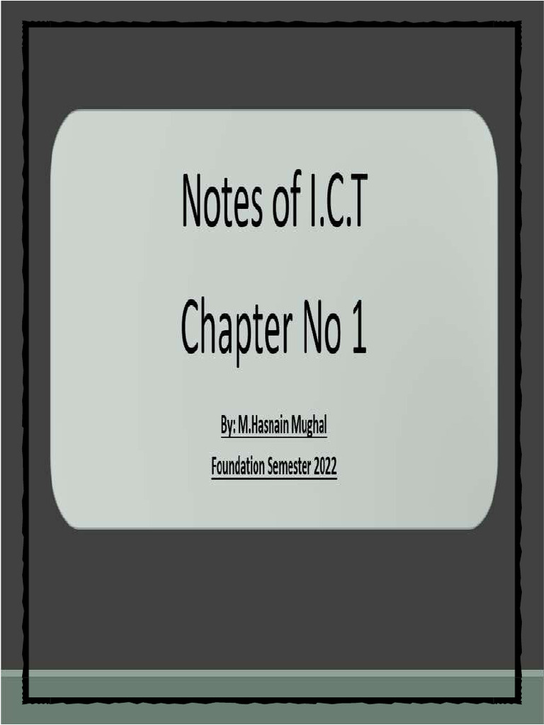 ICT Chapter 1 | PDF | Computer Data Storage | Personal Computers