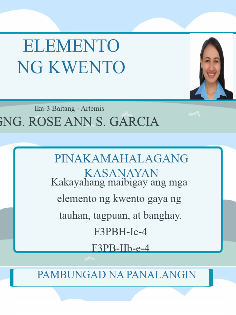 Cot 1 Filipino 3 Elemento NG Kwento | PDF