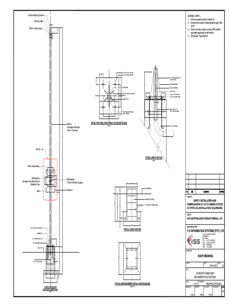 Typical Detail of CCTV Pole - 6m (R0) 03-03-2022 | PDF