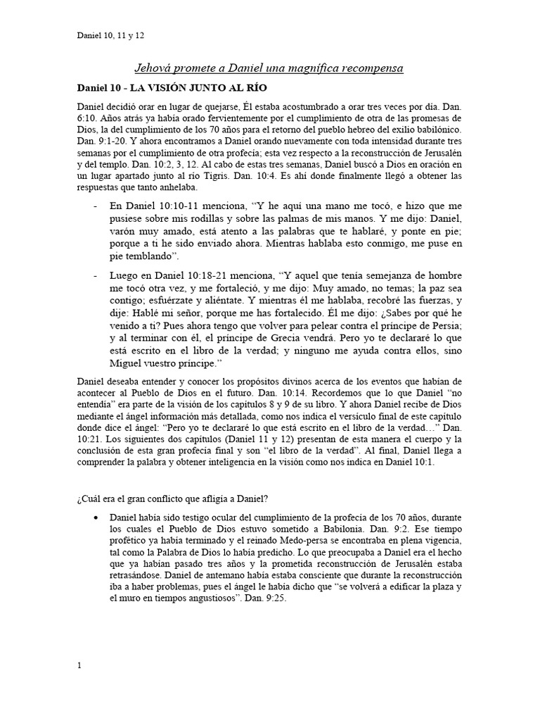 Daniel 10 Al 12 | PDF | Religión y espiritualidad