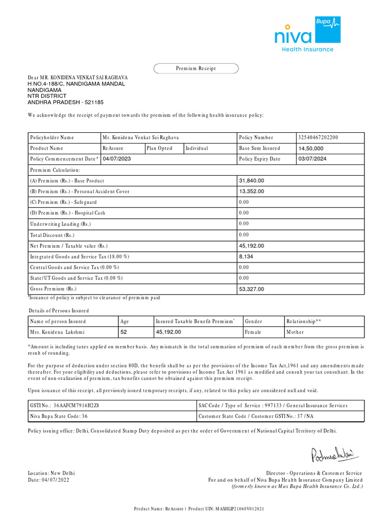 Medical Insurance Policy Parents | PDF | Insurance | Taxes