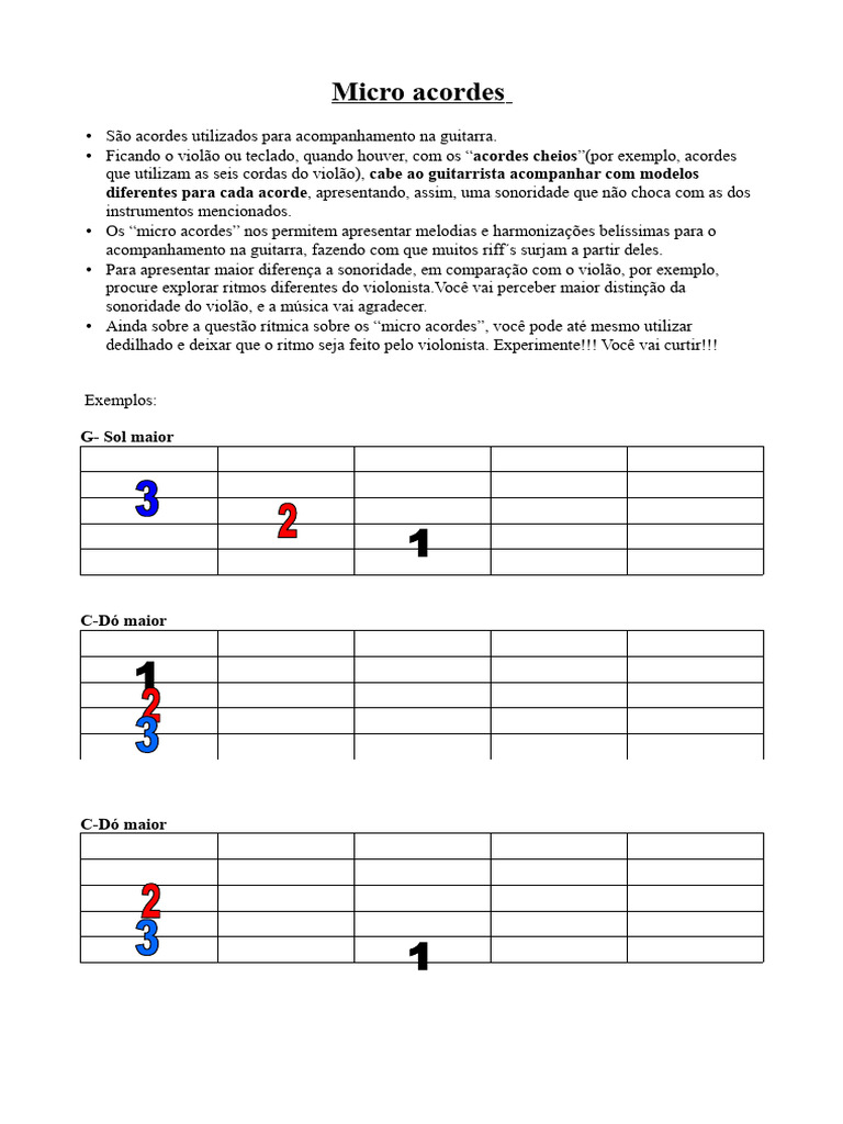 Micro Acordes para Guitarra: Guia Prático | PDF