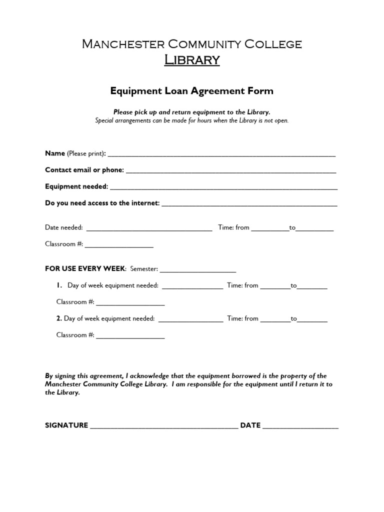Equipment Loan Agreement Form | PDF