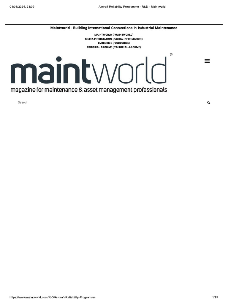 Aircraft Reliability Programme - R&D - Maintworld | PDF